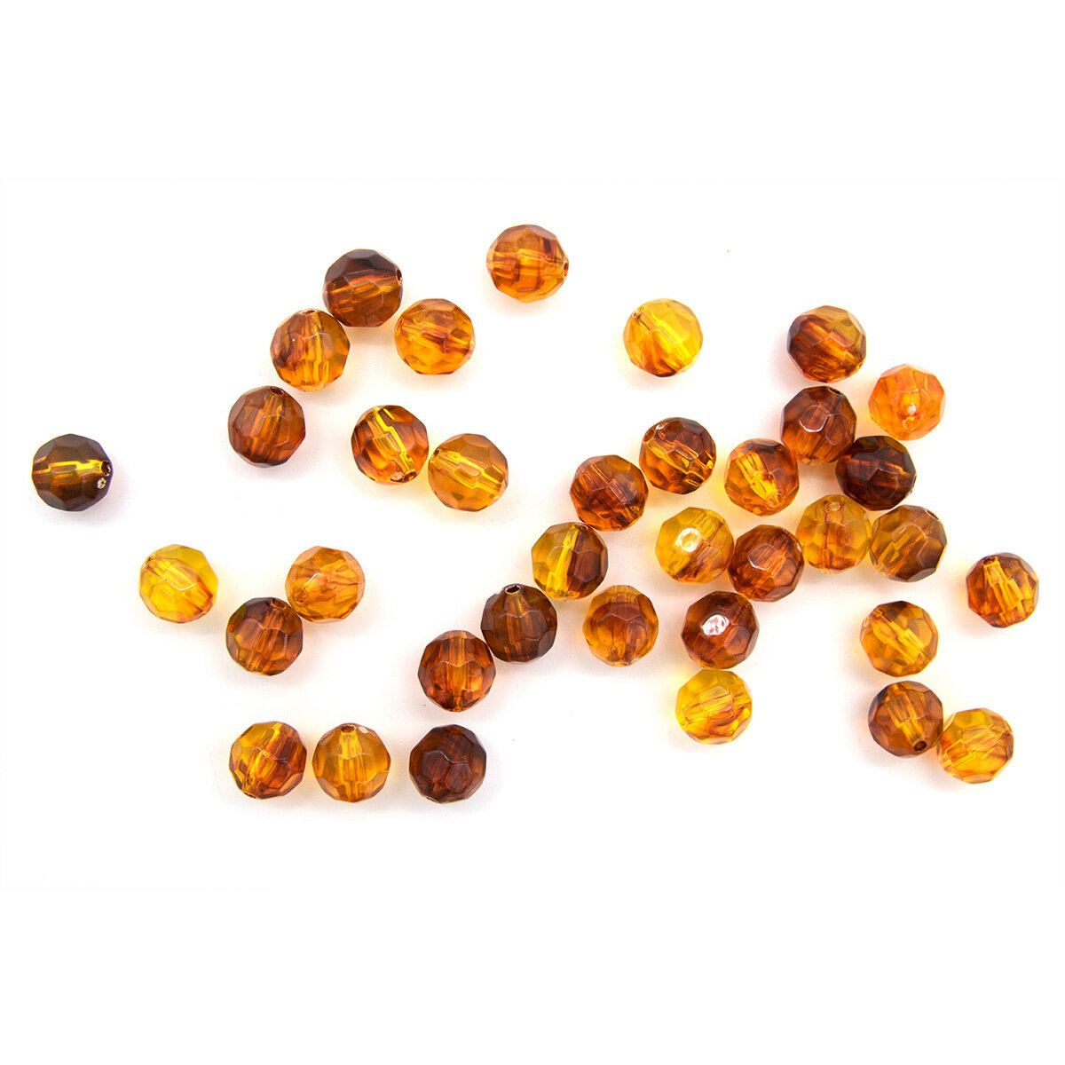2024 Бусины пластиковые, 'янтарь', граненые круглые, 10мм, 20гр, Astra&Craft