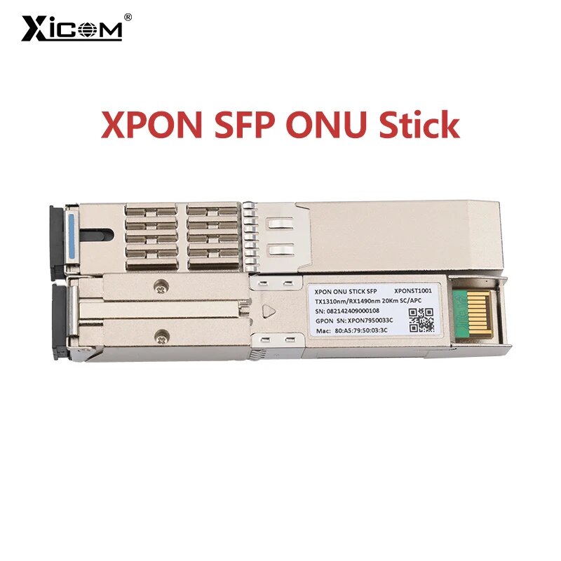 Xicom Xpon Stick ONU 1.25G/2.5G SFP Pon Stick с разъемом MAC PPPoE IPoE HGU SC 1310/1490nm 20KM OLT ONU MAC XPON=EPON/GPON, APC 1 PCS