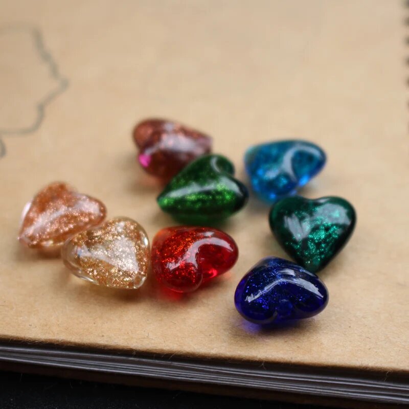 Бусины стеклянные сердце лампворк, 20 мм, Mix colors, 10 шт