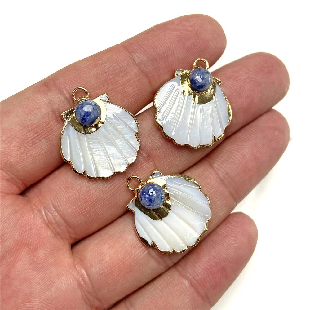 Подвески из ракушек и кварцевого камня Vinswet 2 pcs, 15 Sodalite