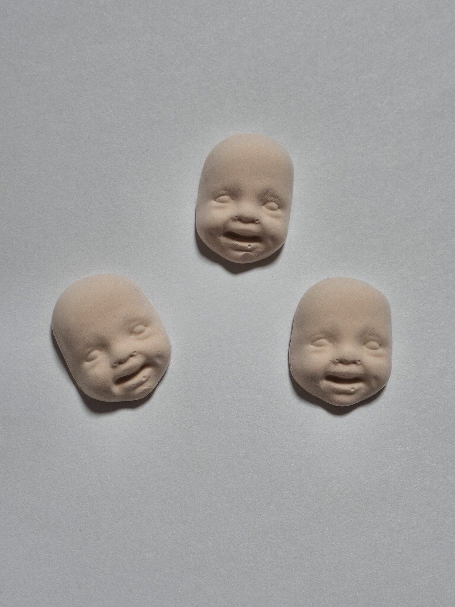 Набор лиц - 3 шт, для ватной игрушки, улыбающийся малыш, пупс