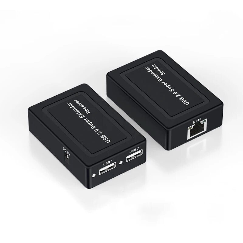 USB 2.0 удлинитель Qkens 100 м 2 порта Black