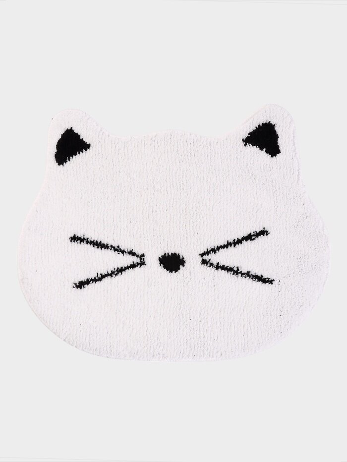 Доляна Коврик Доляна White Cat, 50.5×61 см, ворс 1.5 см, микрофибра, белый