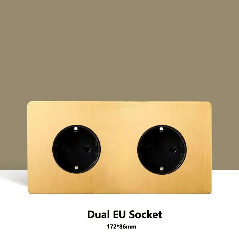 Золотая двойная EU розетка 172*86mm