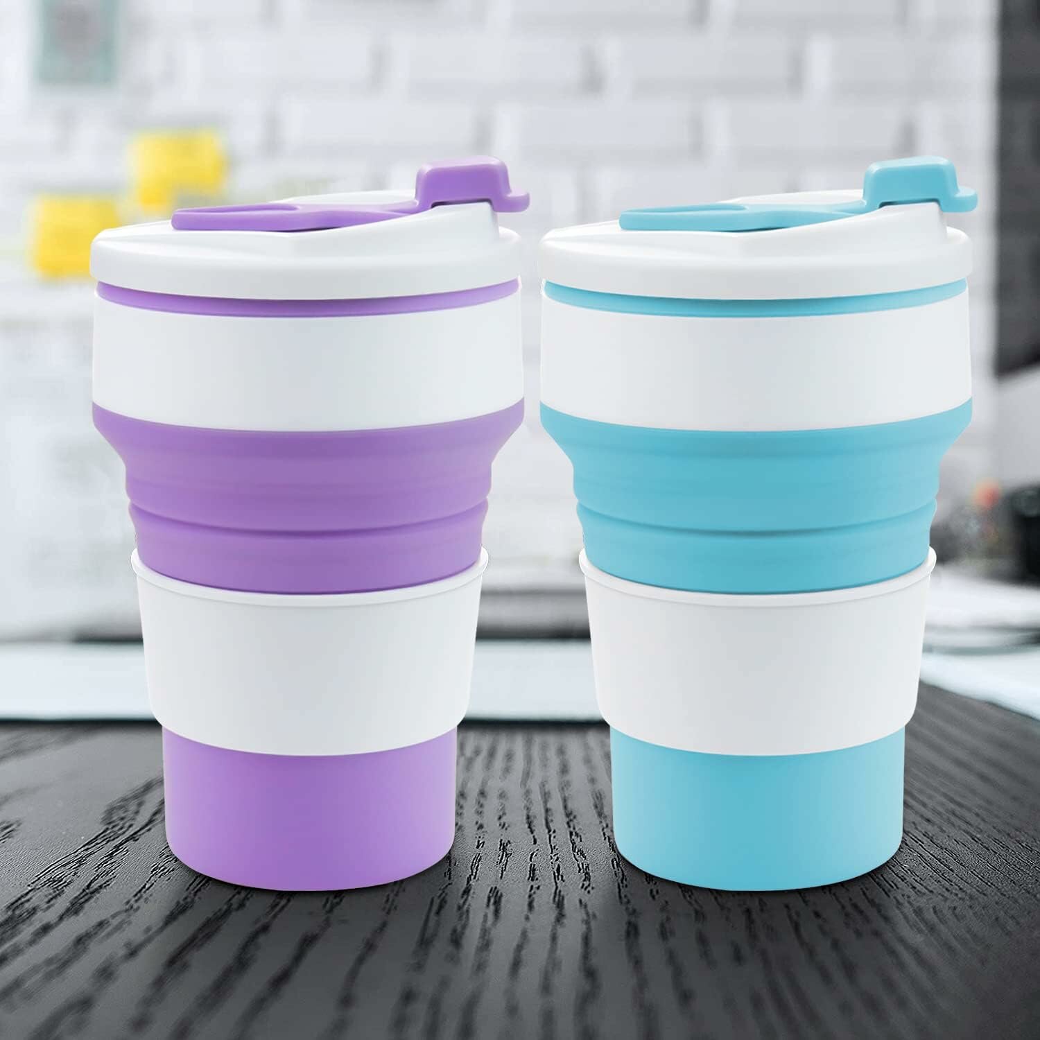 Стакан складной для воды, универсальный для напитков, походный с крышкой, стаканчик детский для школы, кружка дорожная