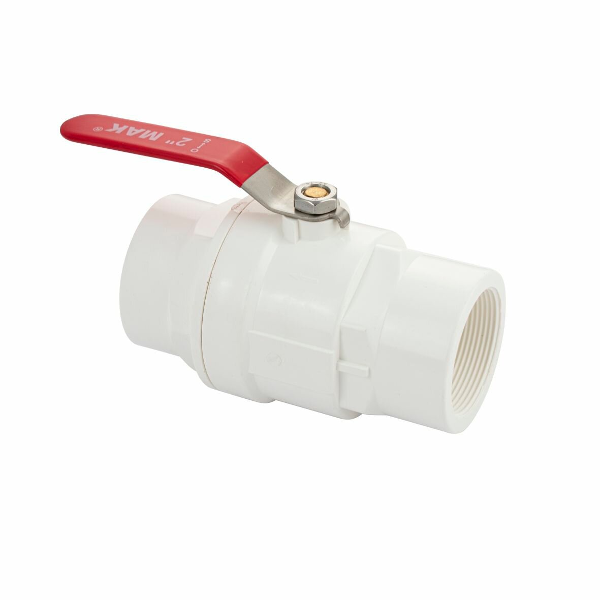 Кран шаровый МАК 1478 белый 2 м/м ручка полипропиленовый из АБС пластика