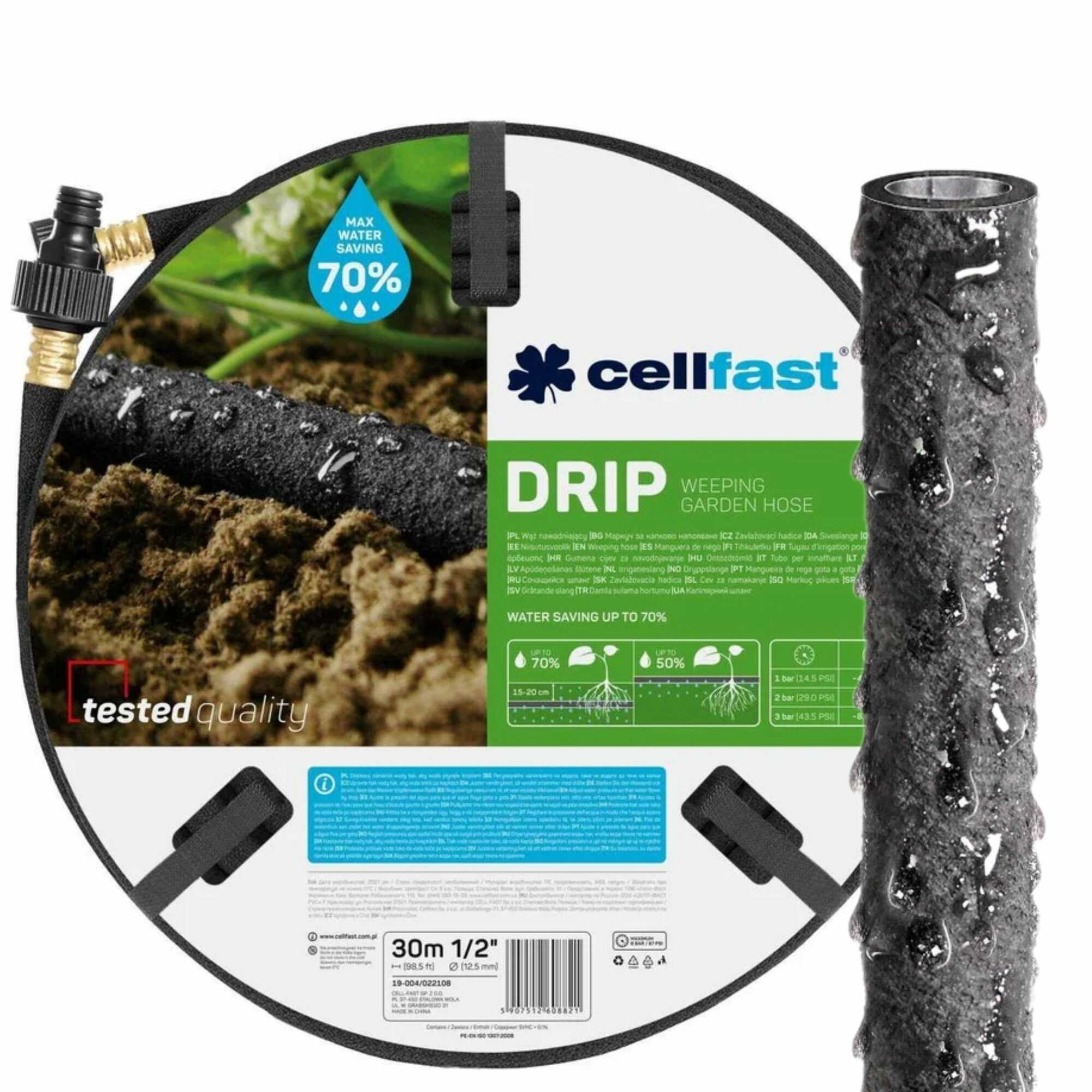 Шланг поливочный сочащийся CELLFAST DRIP 1/2" 30 м капельный полив 19-004