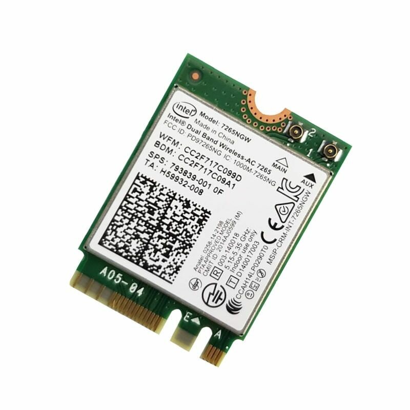 Wi-Fi M.2 Адаптер Intel 7265NGW, 2.4/5 ГГц, 1200 Мбит/сек, Bluetooth 4.2, Сетевая Карта для Ноутбука