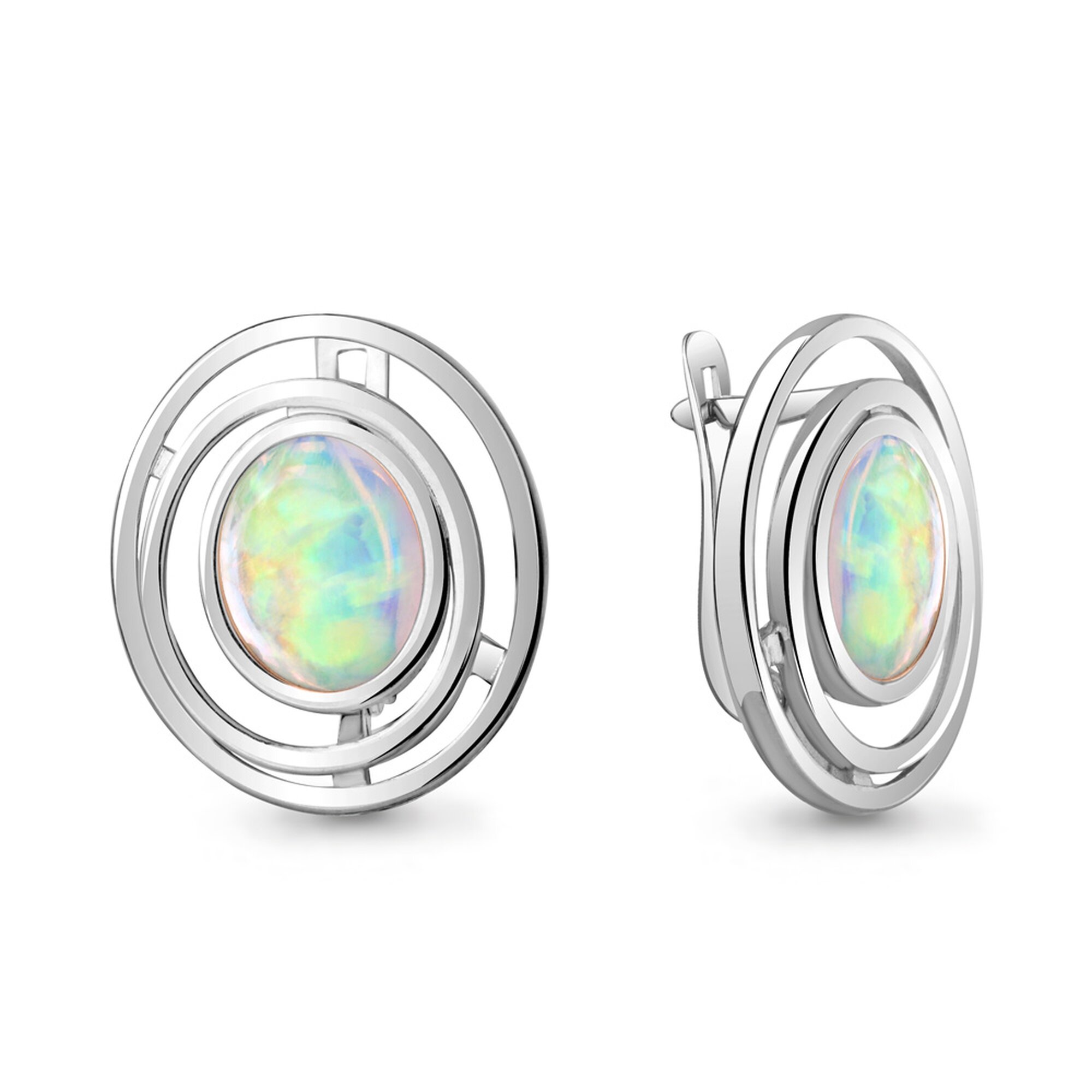 Серьги, серебро, 925 проба, родирование, опал