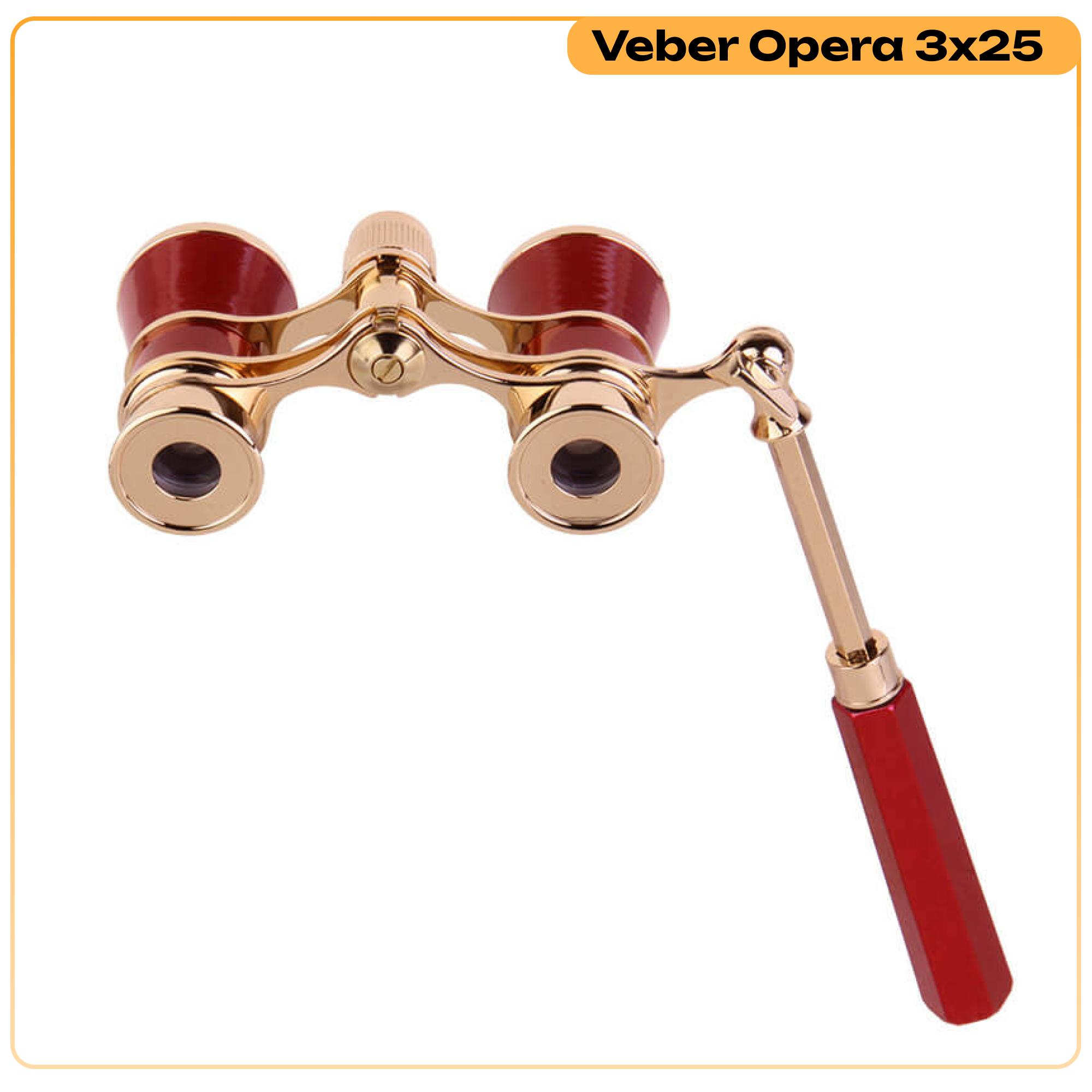 Бинокль Veber "Opera", театральный, 3Х увеличение, 25 мм объектив, красный/золотой