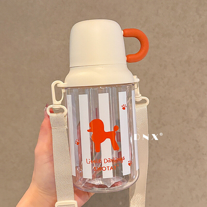 Высококачественная офисная цветочная чайная чашка для девочек, маленькая пластиковая чашка для воды, переносная студенческая чашка для питья чая на открытом воздухе с соломинкой