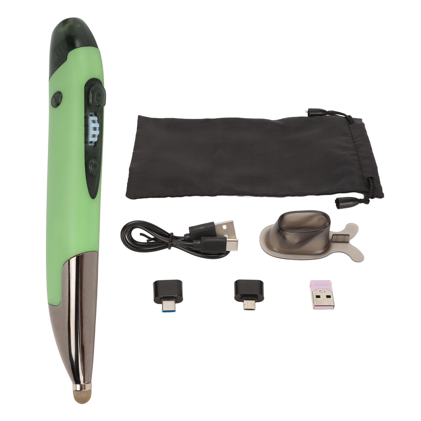 Беспроводная ручка -мыши перезаряжаемая светящаяся молчаливая маленькая портативная Bluetooth 2,4 г двойной режим беспроводной ручки для ПК для ноутбука зеленый