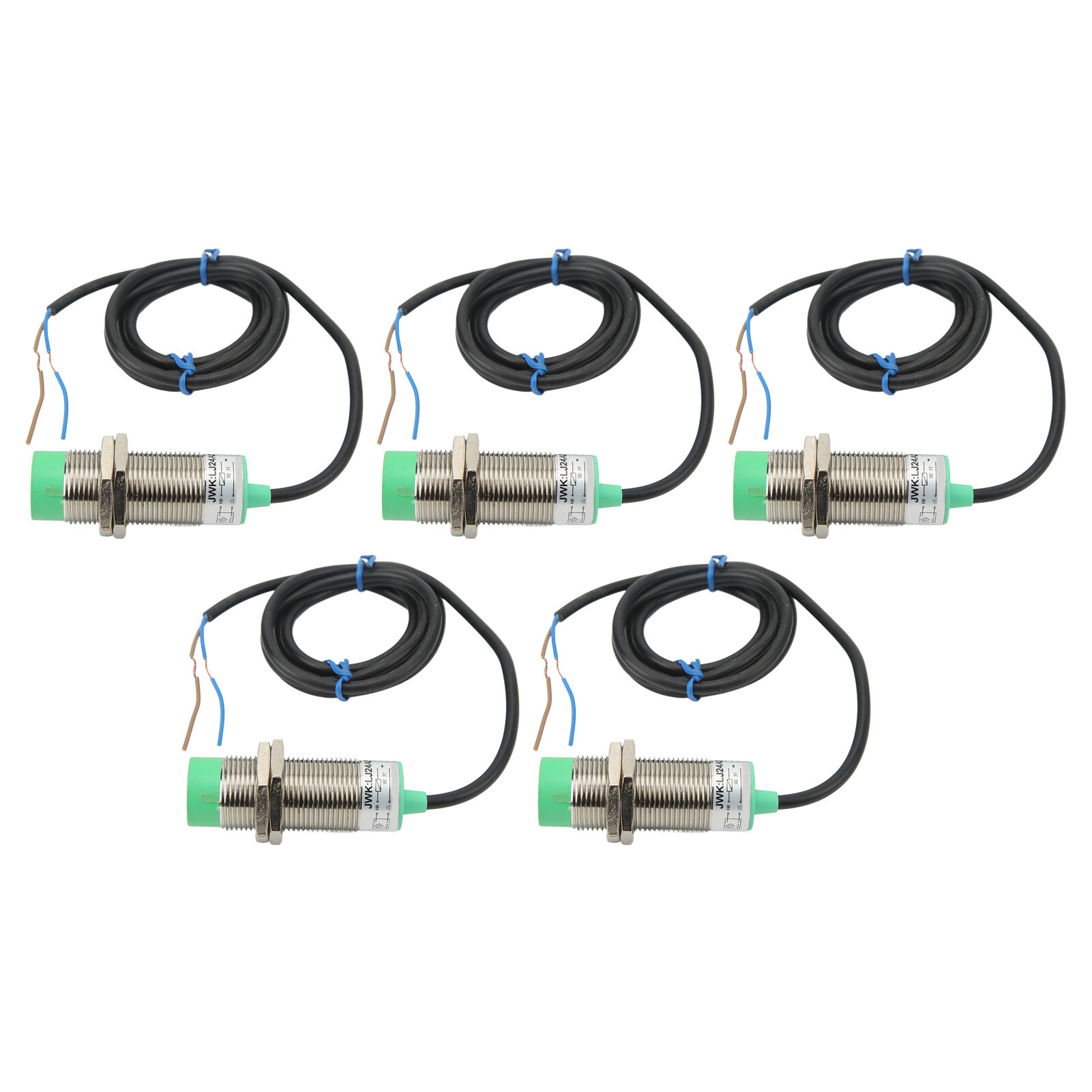 5 шт. Датчики приближения 2-проводные, нормально разомкнутые, расстояние срабатывания 10 мм, резьба M24x1,5, коммутационный датчик приближения, 90‑250 В переменного тока.