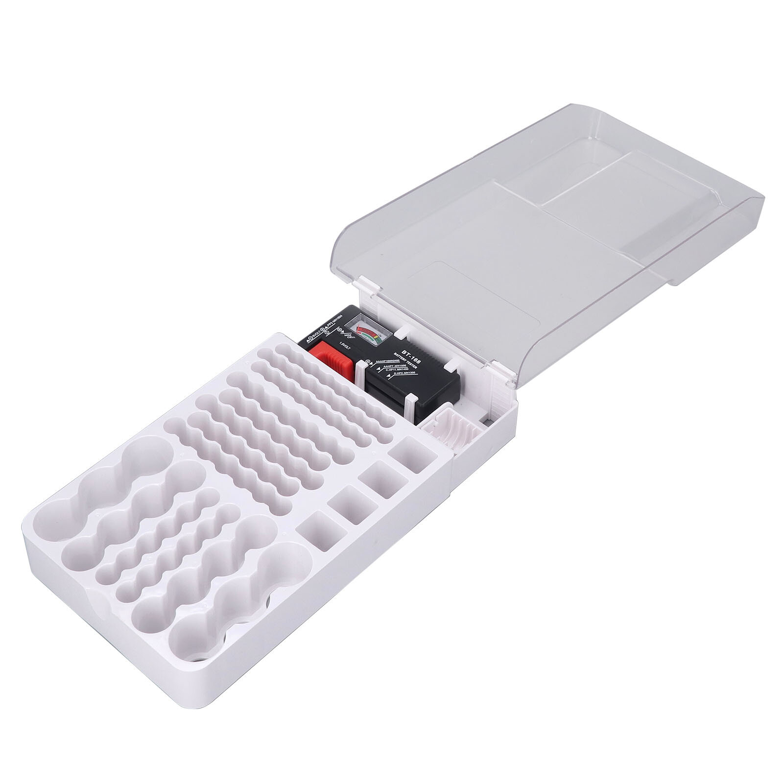 Ящик для хранения аккумулятора. Чехол для переноски аккумулятора с мягкой обивкой и прибором для проверки емкости.