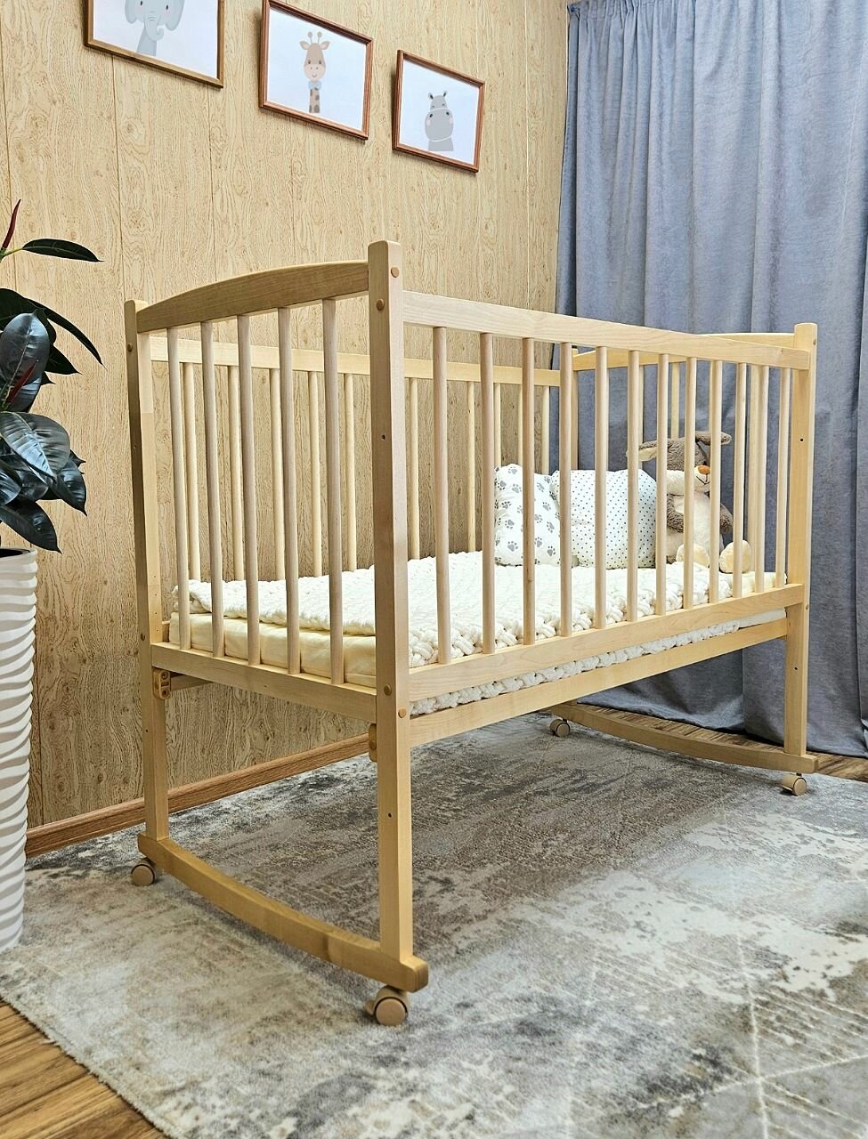 Детская кроватка для новорожденного Беби-1 колесо-качалка