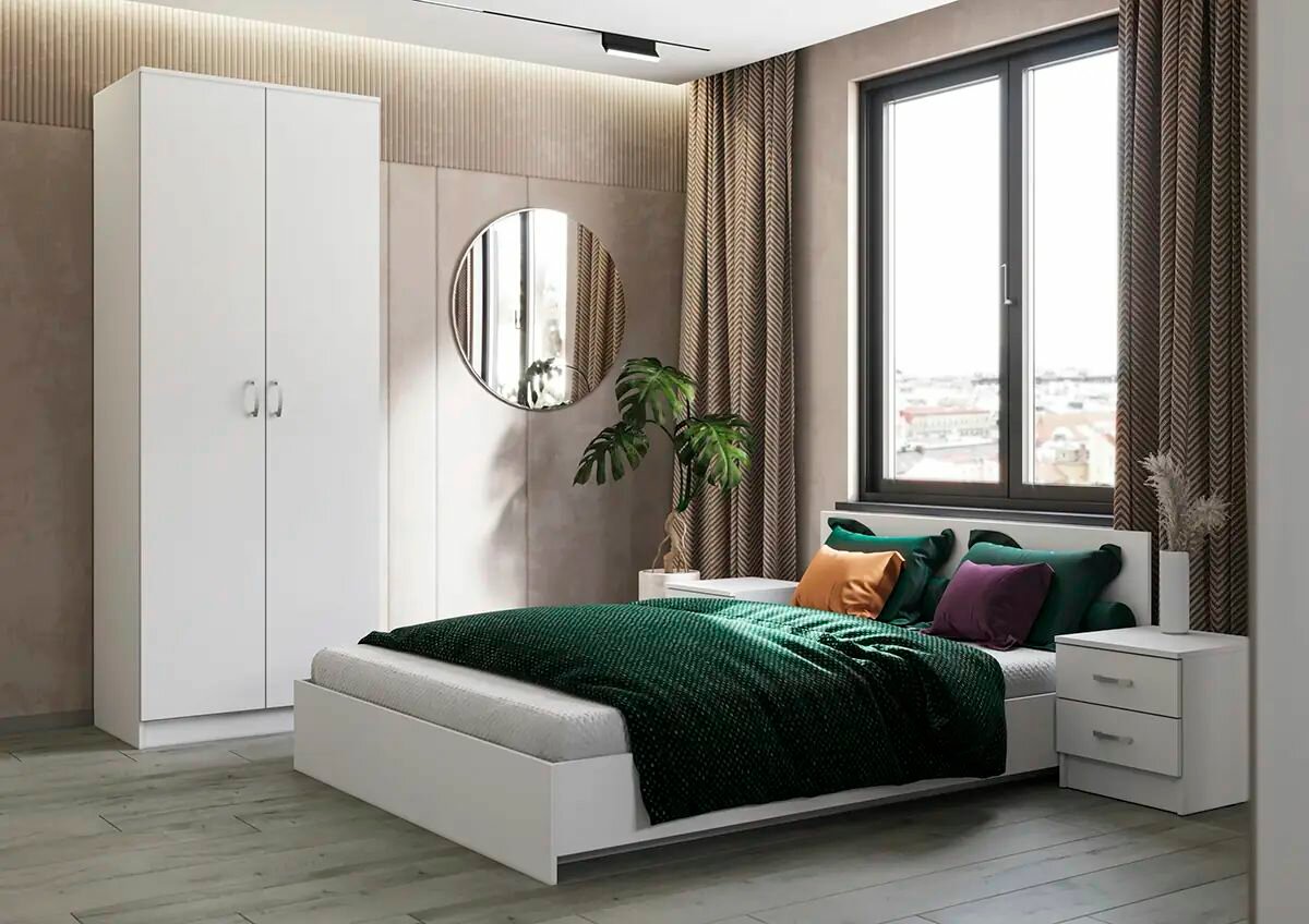 Комплект спальни Ронда 3 белое дерево с кроватью КР-160 (Интерьер-Центр)