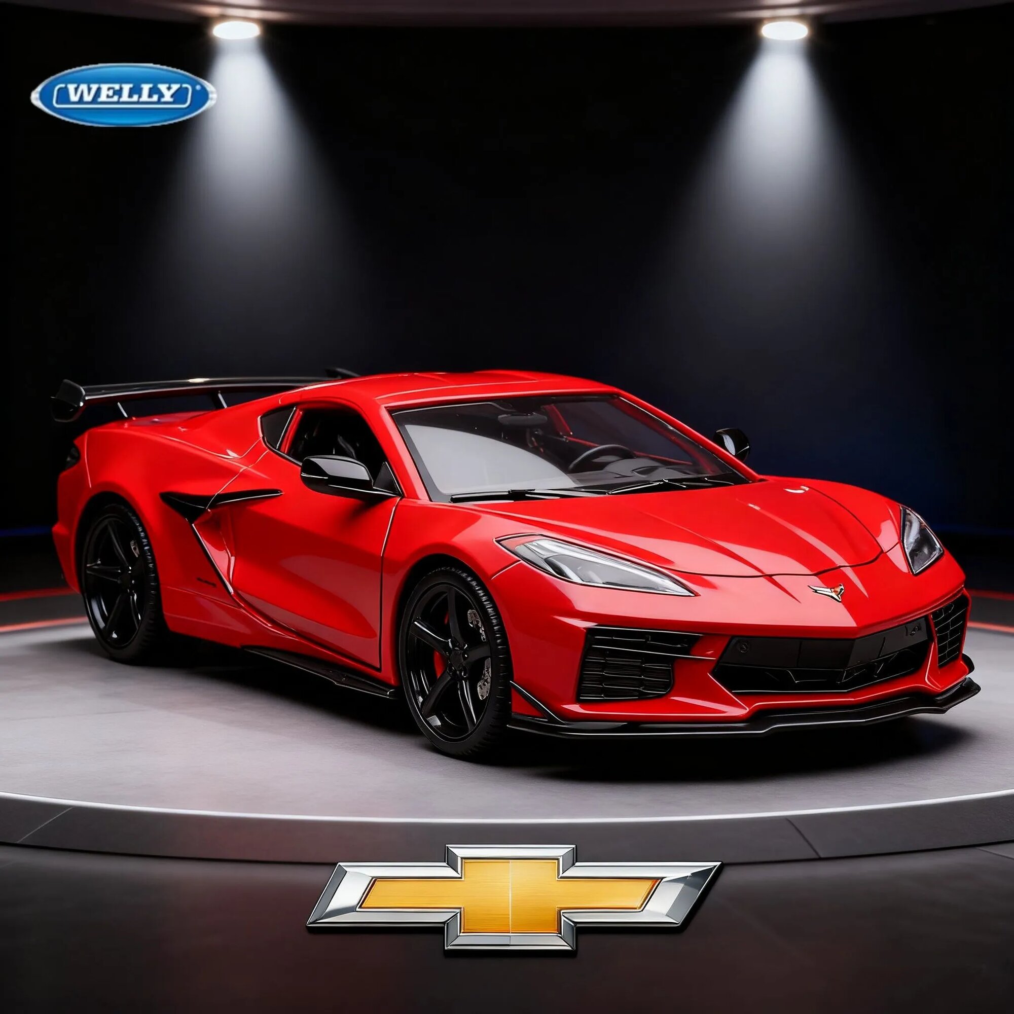 Миниатюрная модель автомобиля из литого металла 2023 Шевролет Корвет Z06 модель автомобиля Игрушки 1:24 2023 Chevrolet Corvette Z06, WELLY