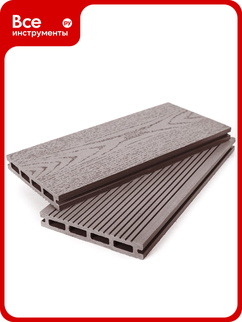 Террасная доска Grand Line 140 мм вельвет и тиснение шоколад 3м 413882