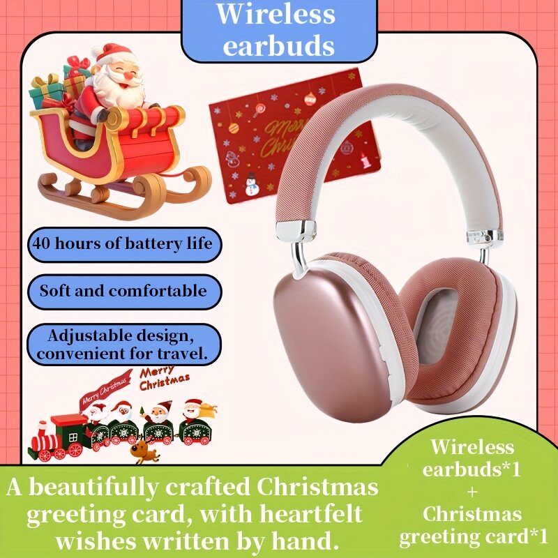 Wireless Headphones, Two-Piece Set, Wireless Earbuds*1+Greeting Card*1, Exquisite Greeting Card with Handwritten Wishes, Unique Gift, Adjustable Design, Christmas Gifts, Gifts For Girlfriend/boyfriend, Family, Colleagues, Classmates, Event Gifts