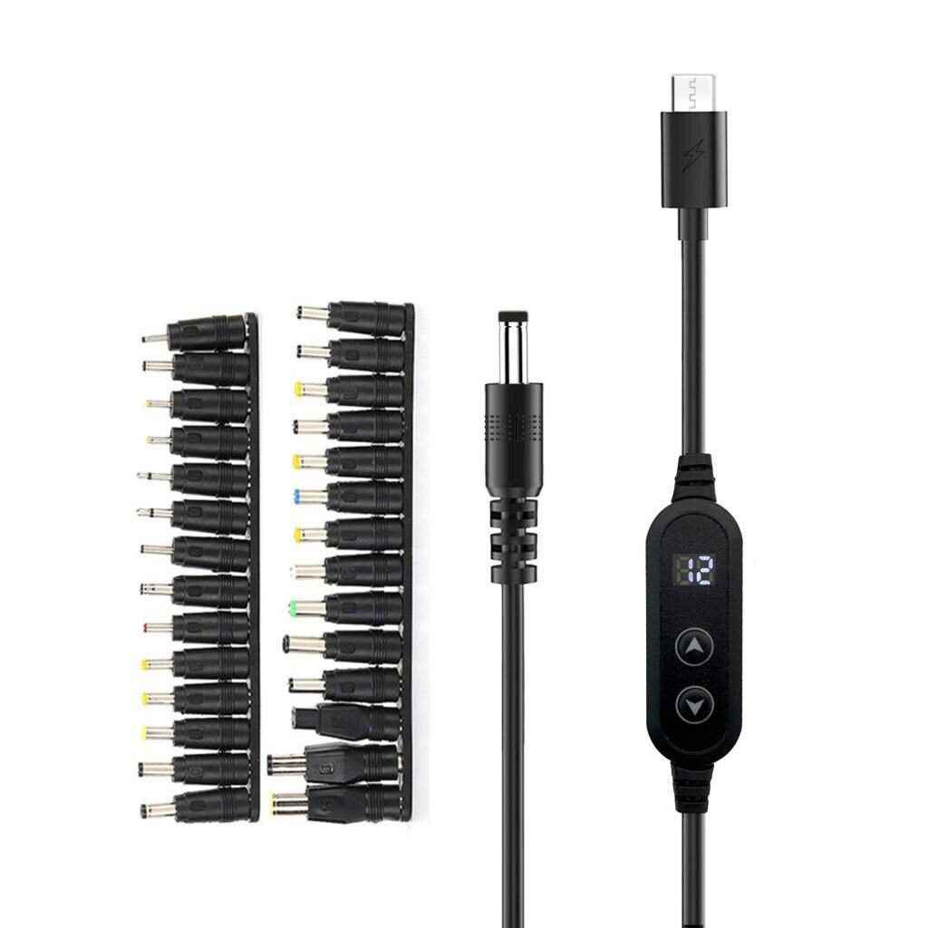 Конвертерный кабель USB к DC5525 5.5X2.5MM 3.9ft с 28 наконечниками для бытовой техники и портативной электроники