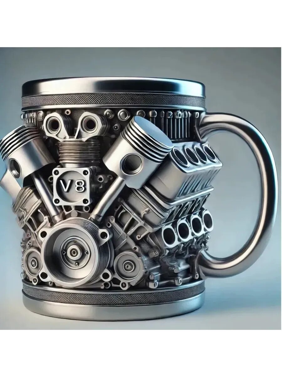 CCwoha Кружка "Двигатель V8", 400 мл, 1 шт