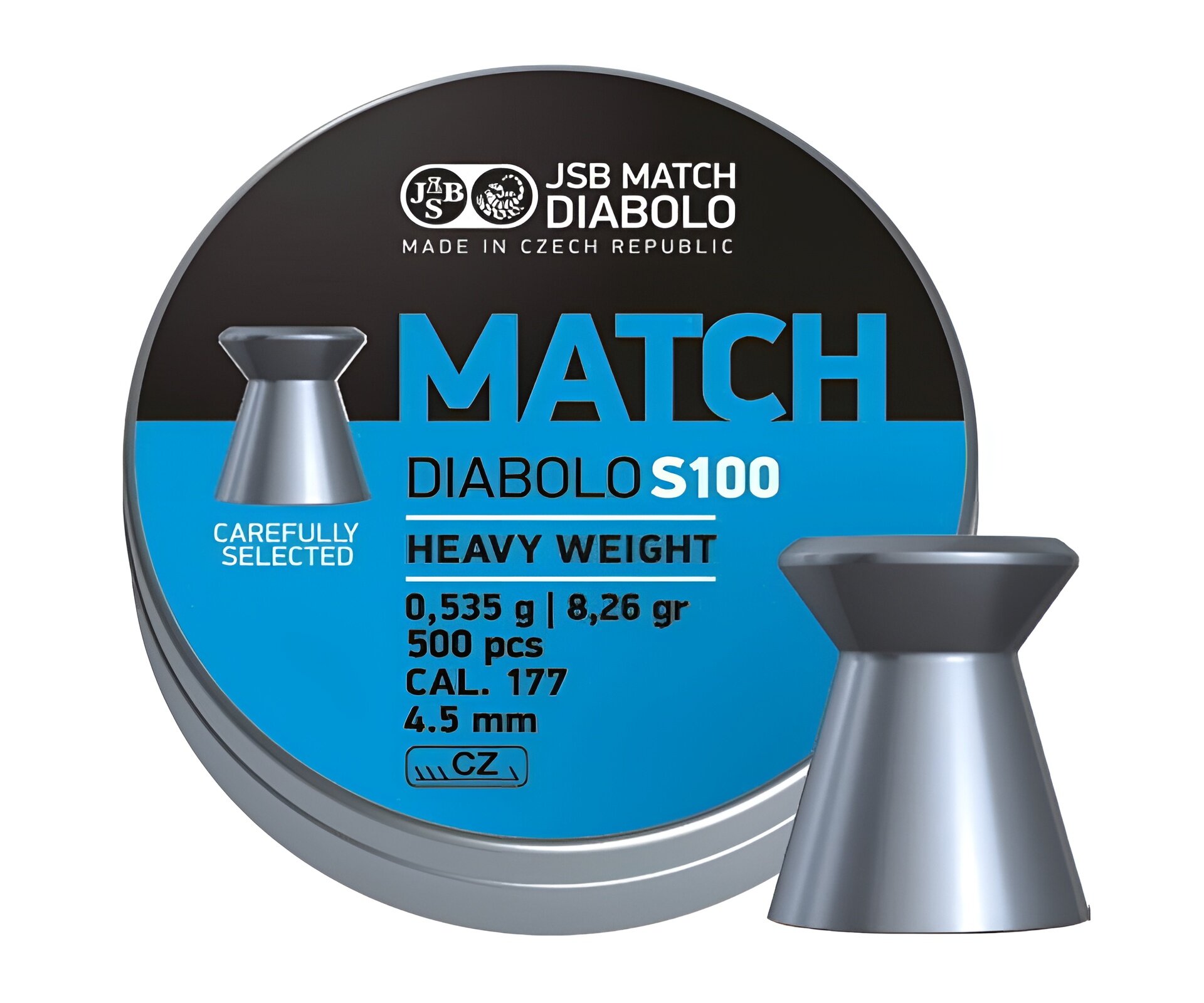 Пули JSB Blue Match Diabolo S100 4,5 мм, 0,535 грамм, 500 штук