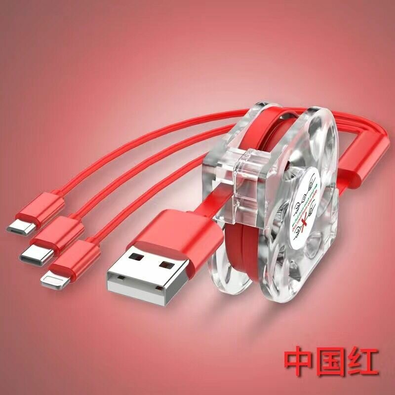 Быстрая зарядка 3-в-1 USB-C кабель для Android автомобилей в красном цвете, длина 1 метр