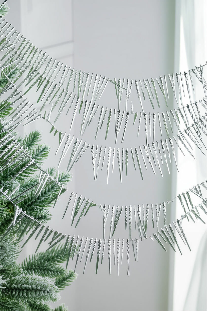 Бусы на ёлку надель, пластик, серебряные, 270 см, Winter Deco 1001144