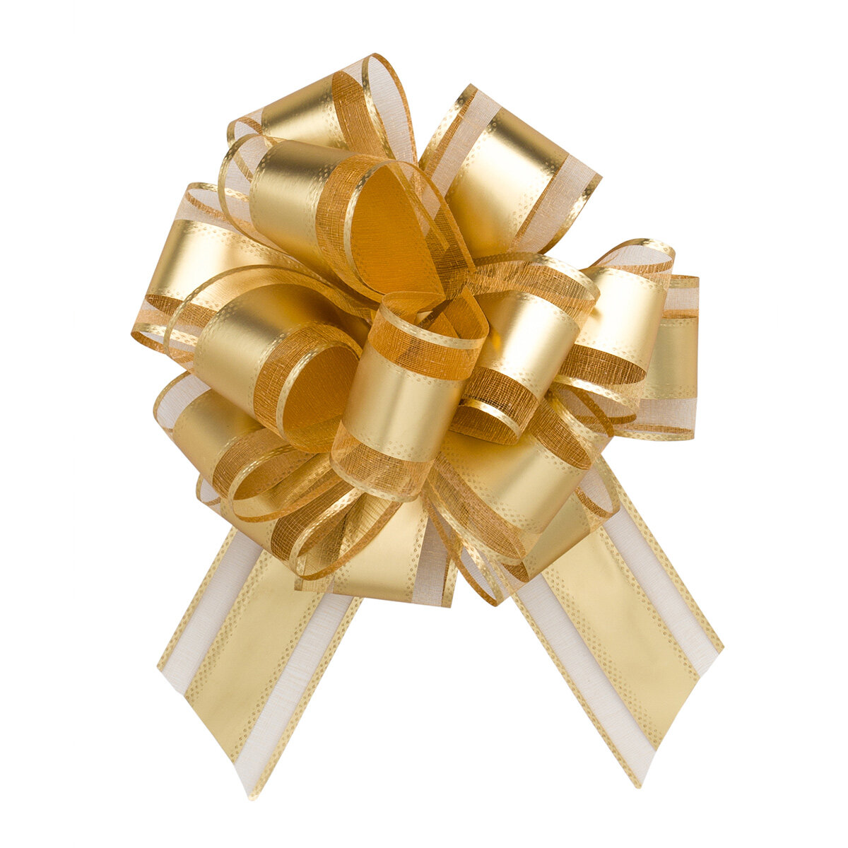 Бант 'Шар' для упаковки подарка, диаметр 14 см, ширина ленты 5 см, цвет золотистый, 1 шт/упак
