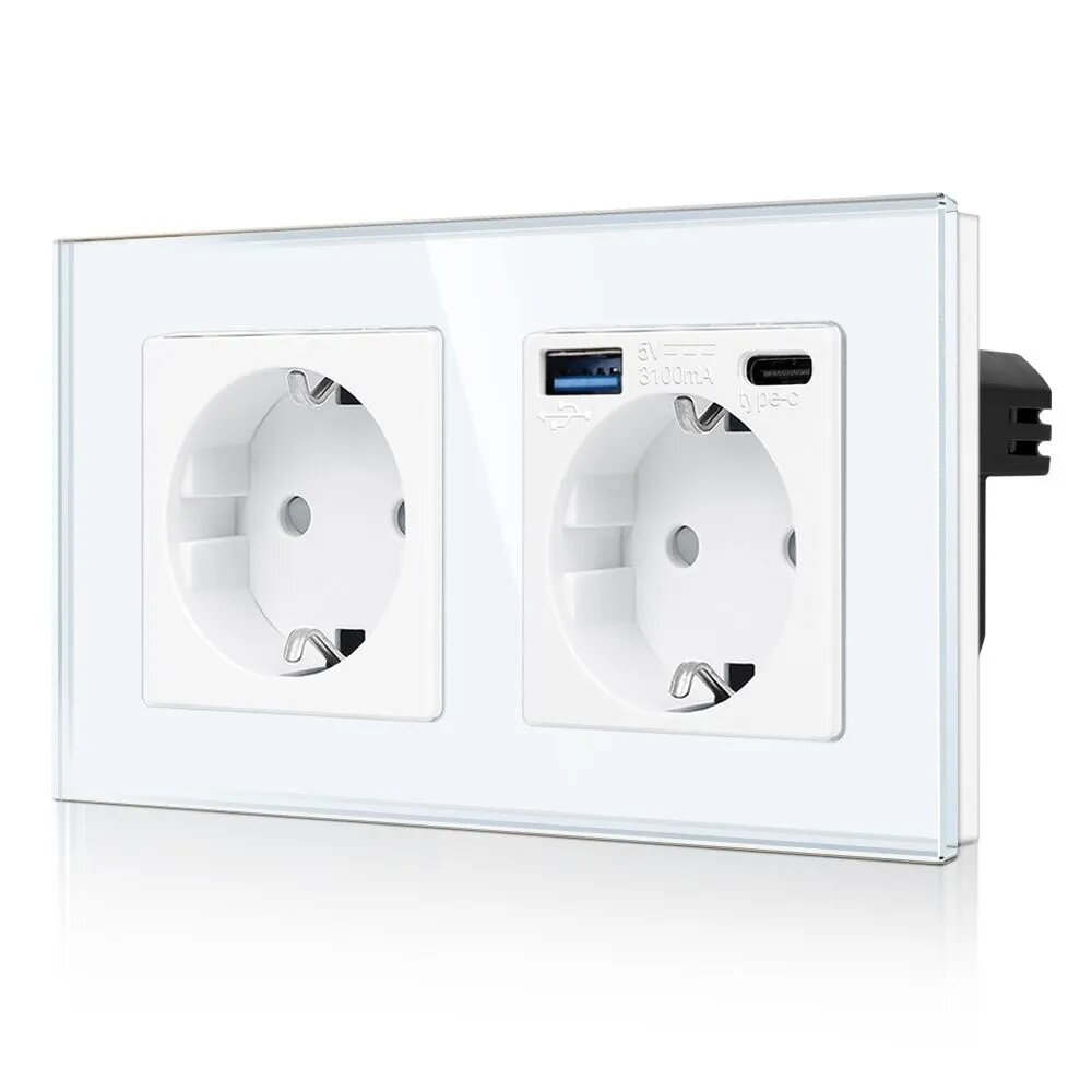 2-контактная розетка с портом USB/Type-C3.1a и разъемом EU220, 1 шт.