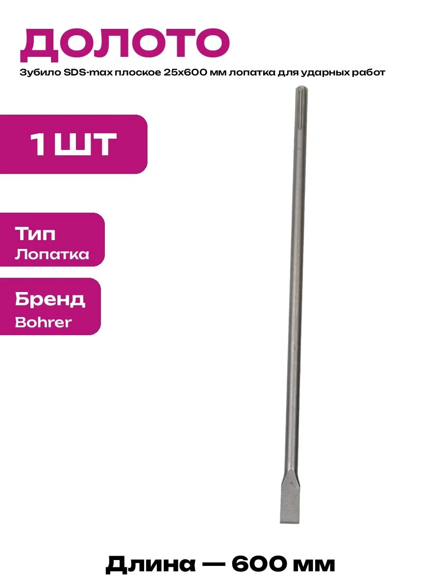 Лопатка зубило SDS-max 25х600 мм плоское для ремонта и сноса