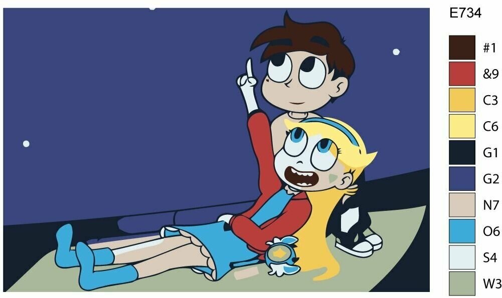 Детская Картина по номерам E734 "Мультсериал Звёздная принцесса и силы зла. Стар Баттерфляй и Марко Диаз" 20x30