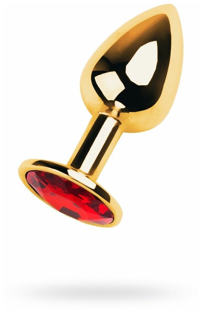 ToyFa Анальная пробка из металла с кристалом 7 см, красный/золотой