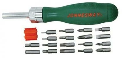 Отверточная рукоятка трещоточная с набором бит 19 предм. (DR0119S) JONNESWAY DR0119S