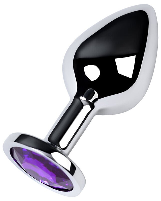 Анальная пробка с кристаллом ToyFa, 717002 8 см, серебристый/аметист