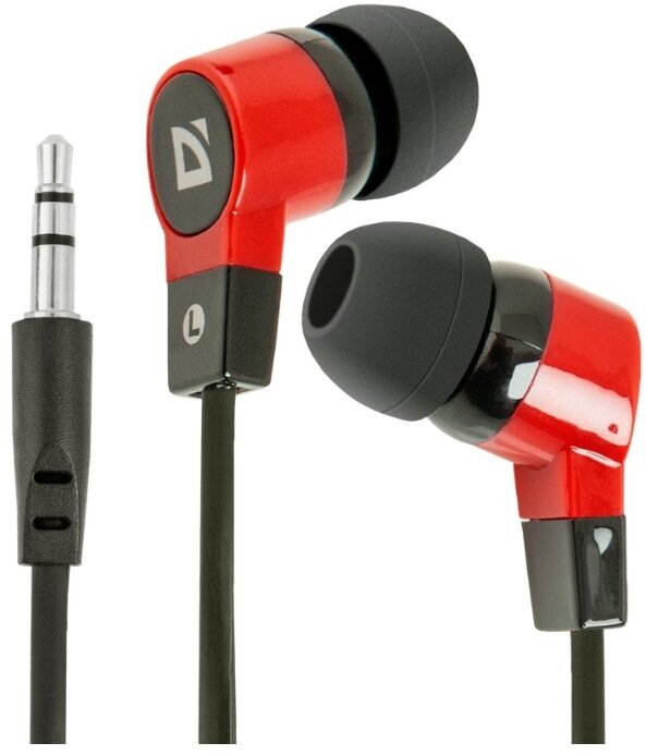 Наушники-вкладыши Defender Basic-619 red+black