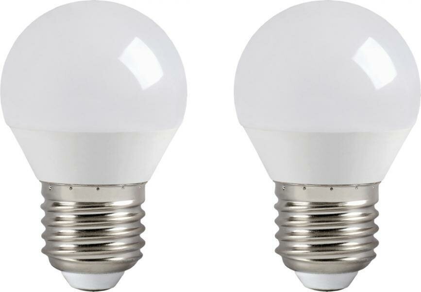 Светодиодная лампа IEK ECO 5W эквивалент 40W 3000K 450Лм Е27 шар (комплект из 2 шт)