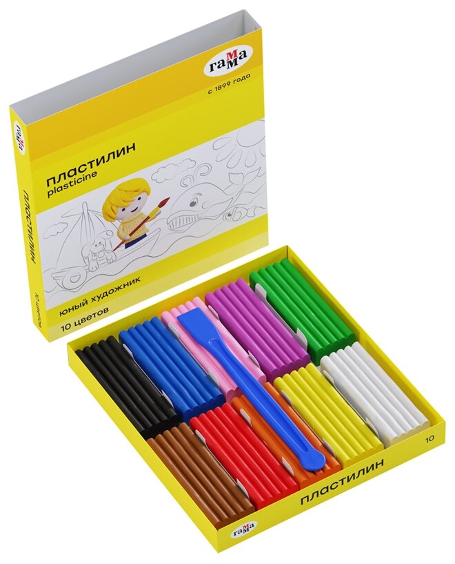 Пластилин Гамма Юный художник со стеком 10цв 140г 280044