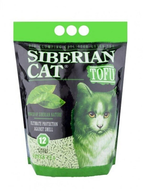 Сибирская Кошка Наполнитель Тофу Зеленый чай 12л