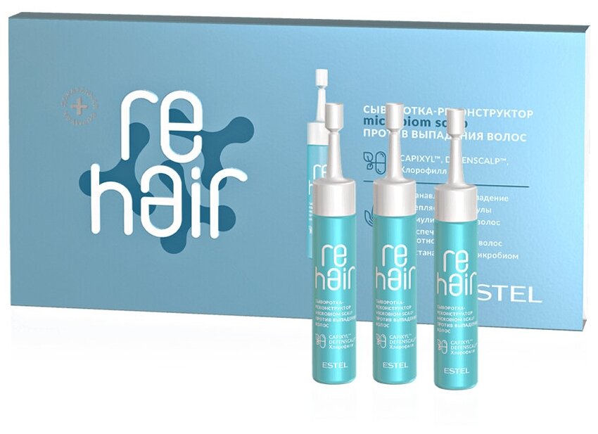 Сыворотка-реконструктор ESTEL Microbiom scalp против выпадения волос, 7 х 10 мл