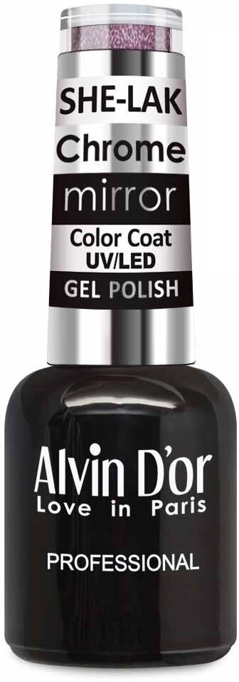 Alvin D'or, Гель лак для ногтей She-lak Chrome mirror тон 6320 зеркальный фиолет