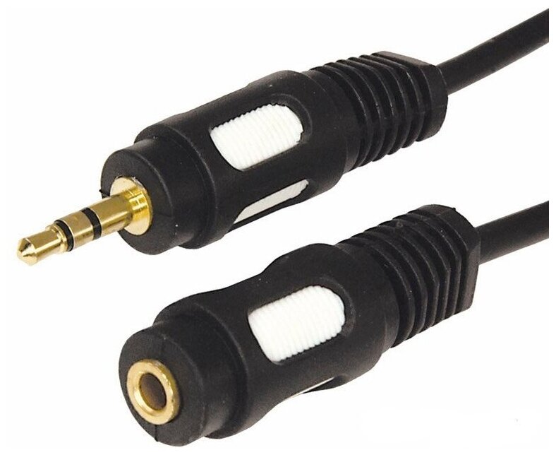 Шнур Rexant, штекер стерео 3.5 мм - гнездо стерео 3.5 мм, 5 м (напыление золотом) {17-4016}