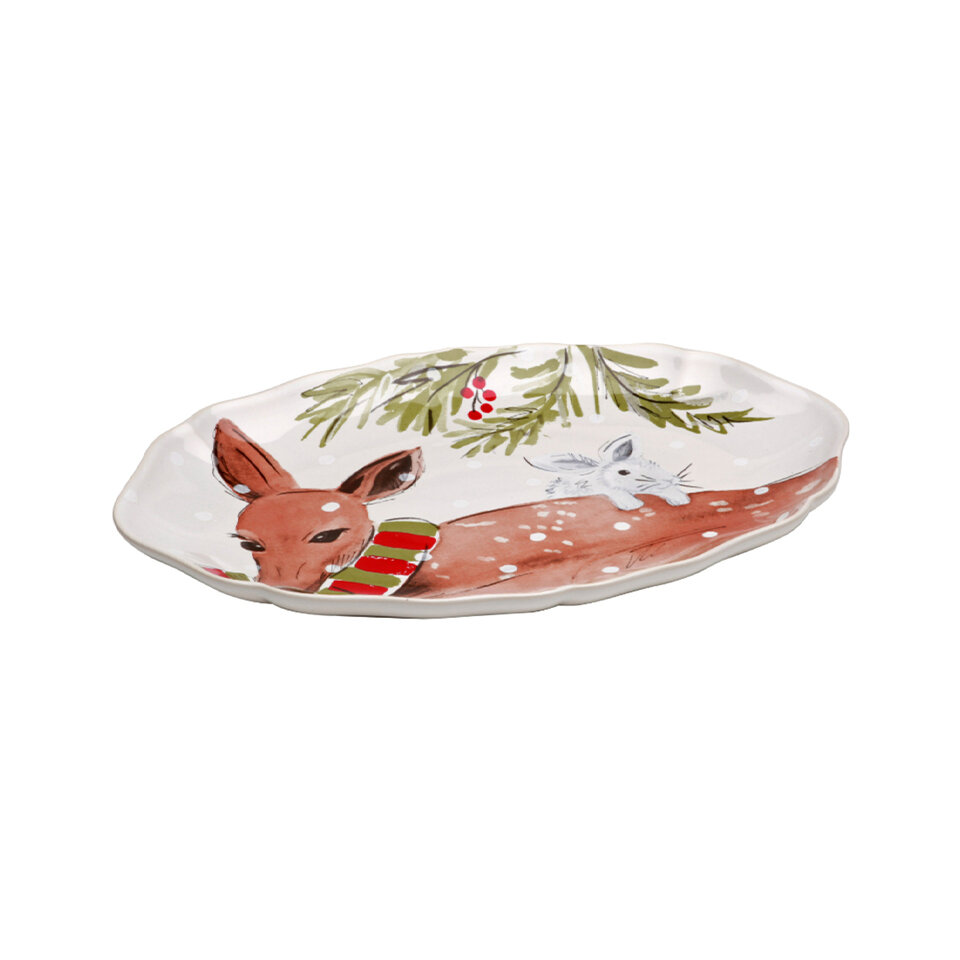 Блюдо CASAFINA by COSTA NOVA Deer Friends, 32 см, керамическое, белое (DF623-WHI-G(TA321-01216E))