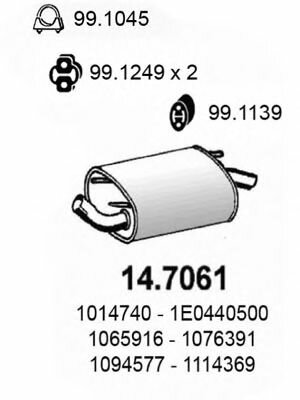 Задняя часть глушителя, 147061 ASSO 14.7061