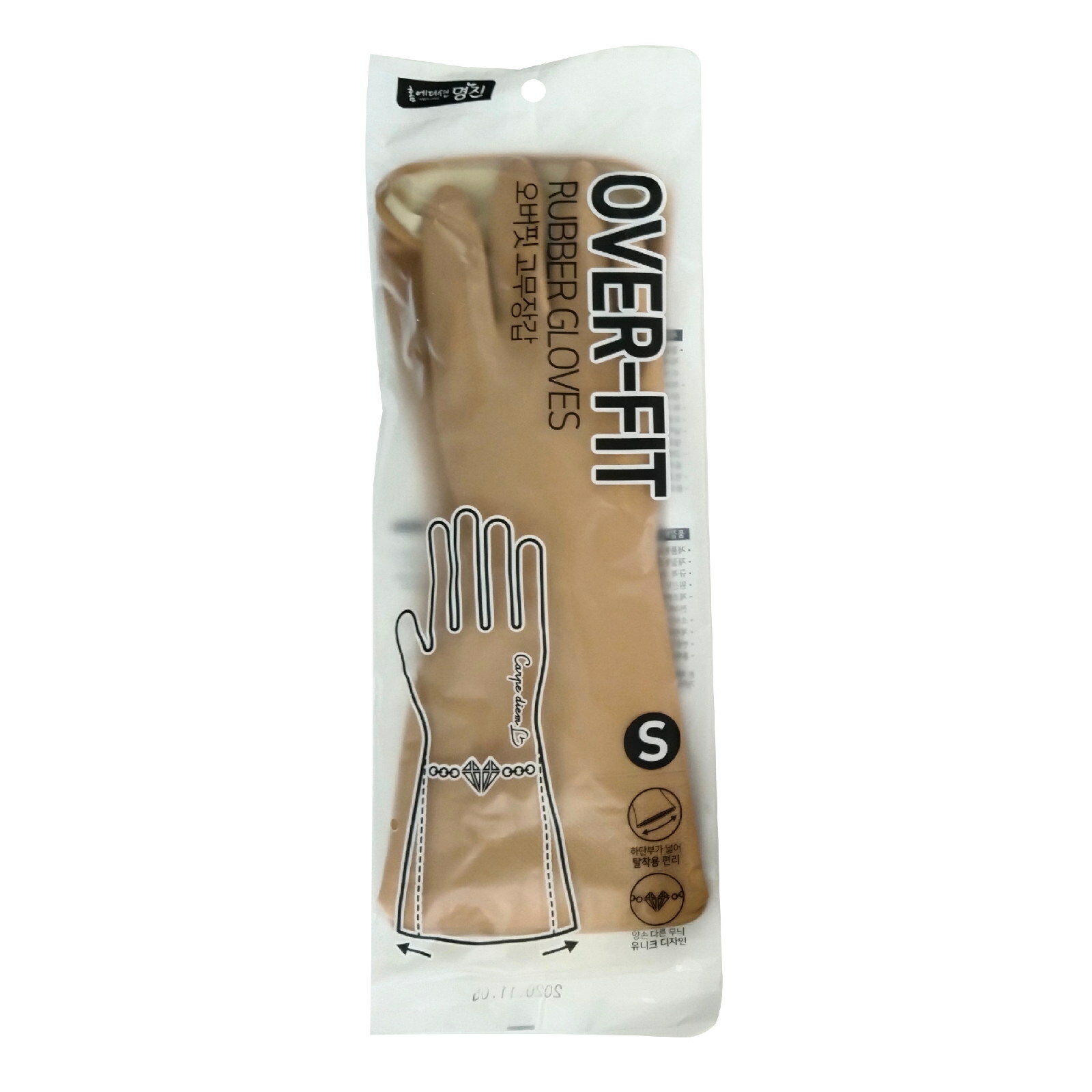 MYUNGJIN OVERFIT RUBBER GLOVES Перчатки латексные хозяйственные, размер S, цвет коричневый, арт. 470671