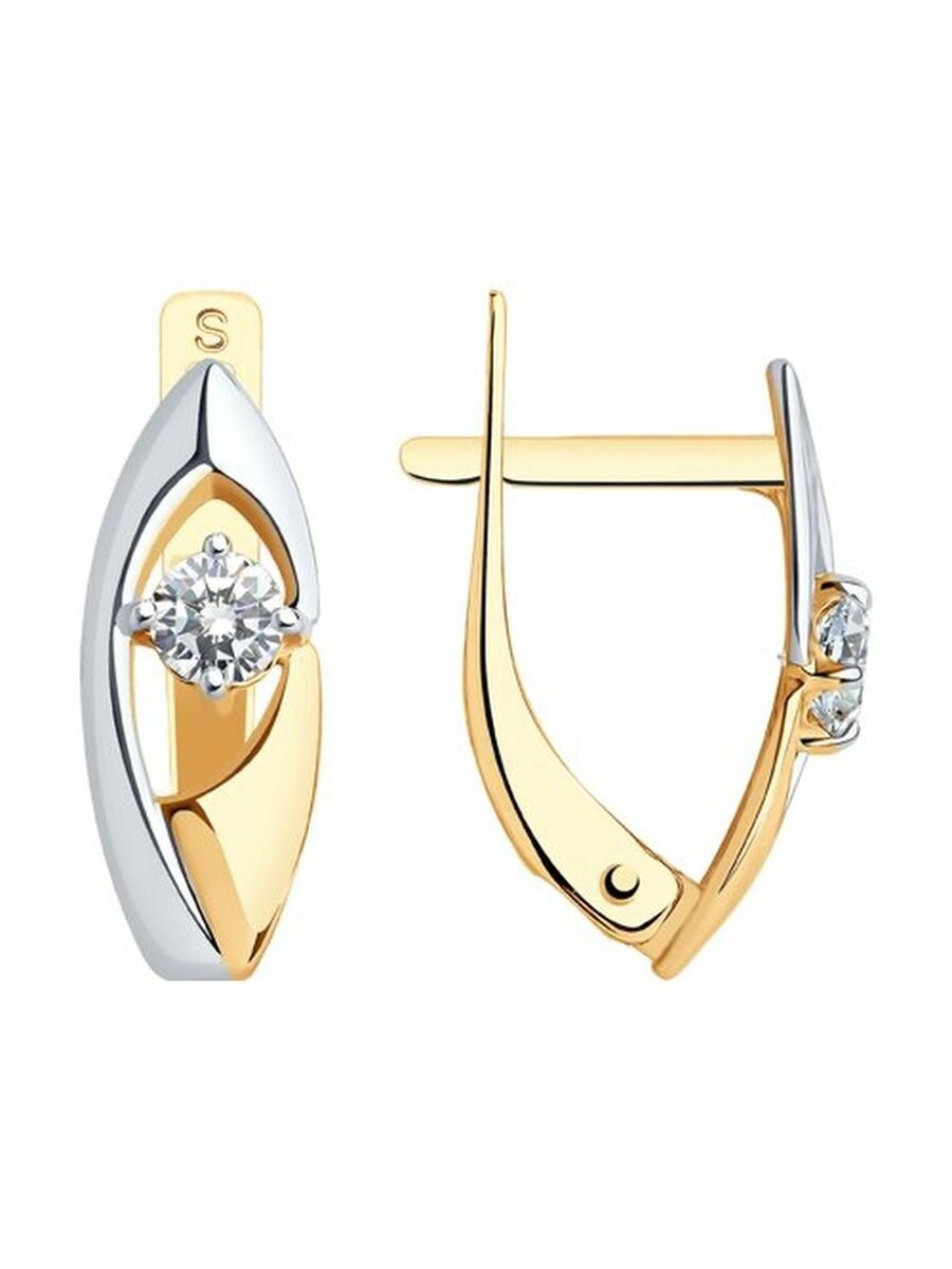 Серьги, красное золото, 375 проба, фианит