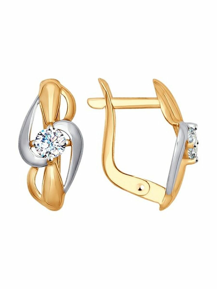 Серьги, красное золото, 375 проба, фианит