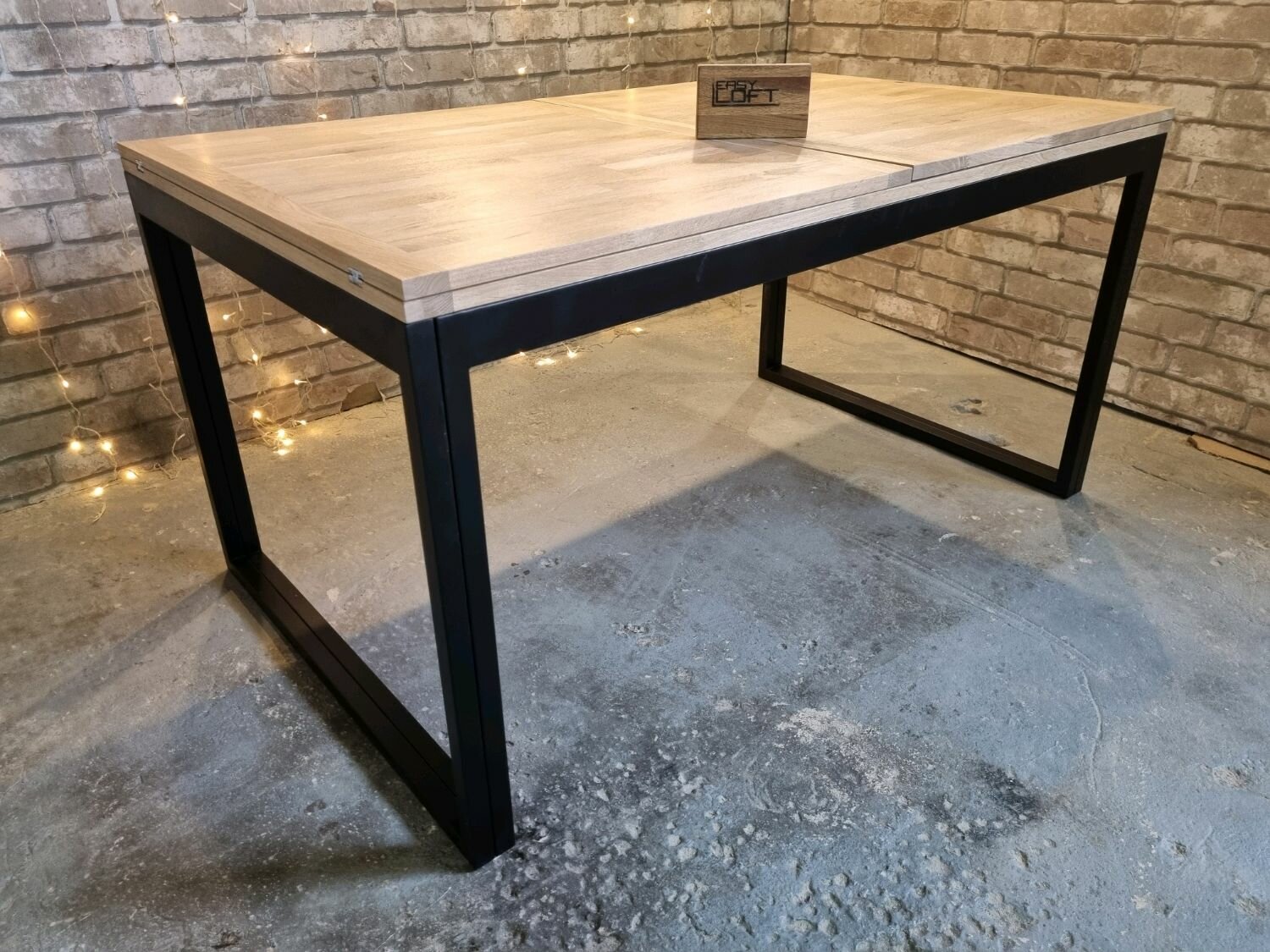 Стол "EasyLOFT" в стиле лофт, раздвижной, массив дуба, модель "Long3", 150х90х75 см.