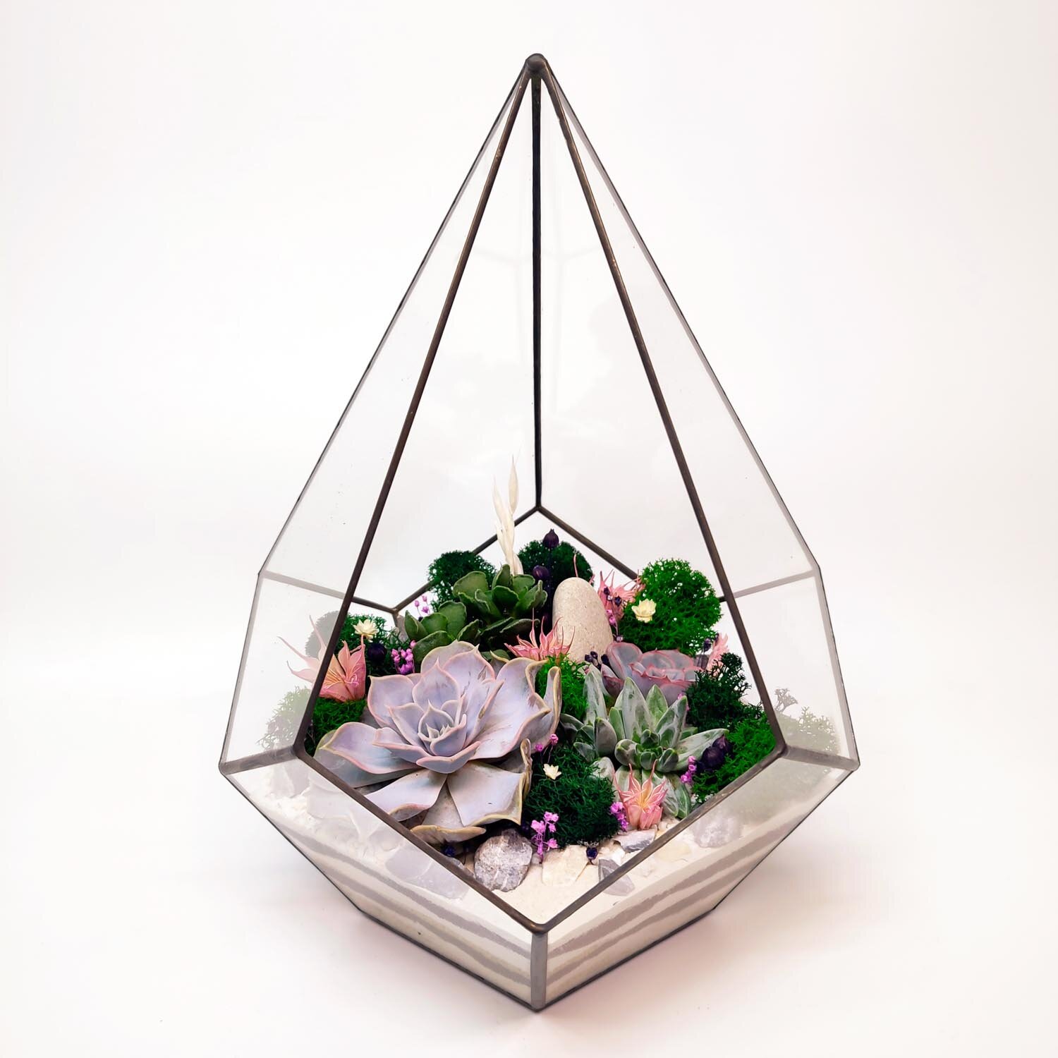 Флорариум с суккулентами "Бархатная нежность" Капля 22х30см