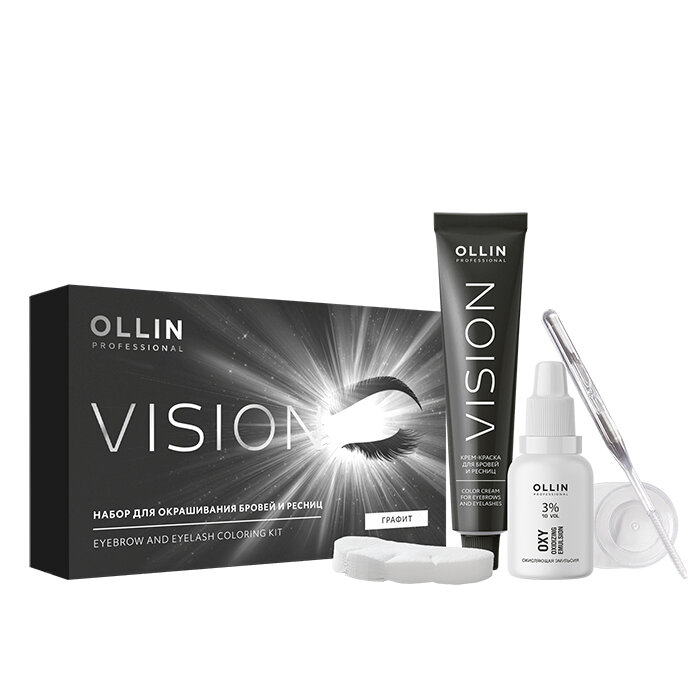 Ollin Professional Vision Набор для окрашивания бровей и ресниц Графит